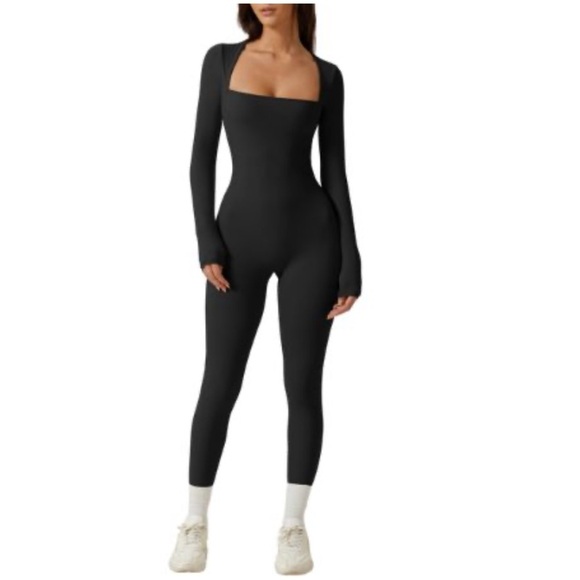 Qinsen | Pants & Jumpsuits | Qinsen Womens Square Neck Long Sleeve Full ...